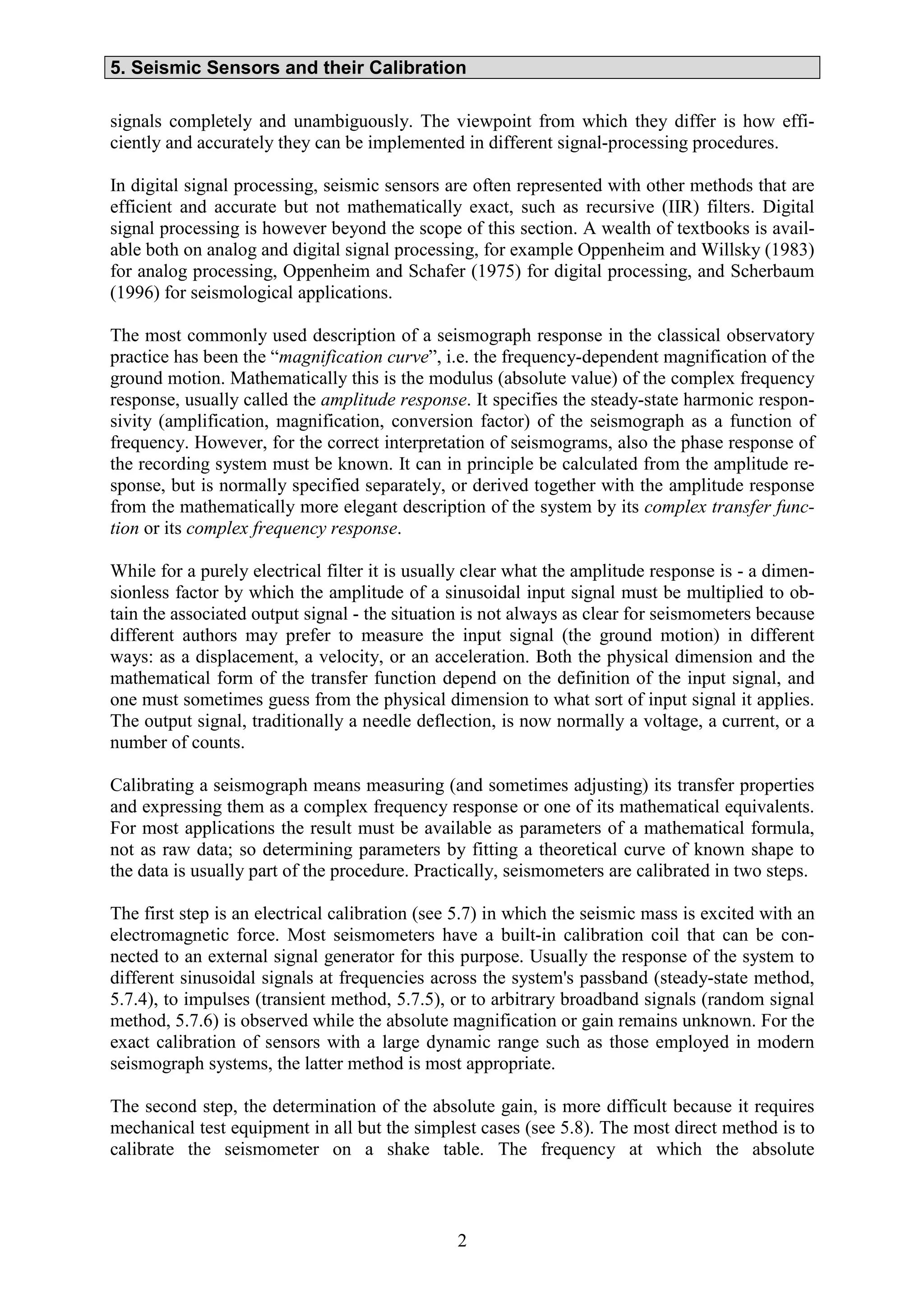 Earthquake Seismic Sensor Calibration | PDF
