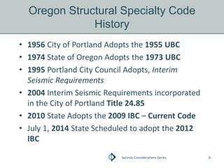 Seismic Considerations Seminar | Portland, Oregon | PPT