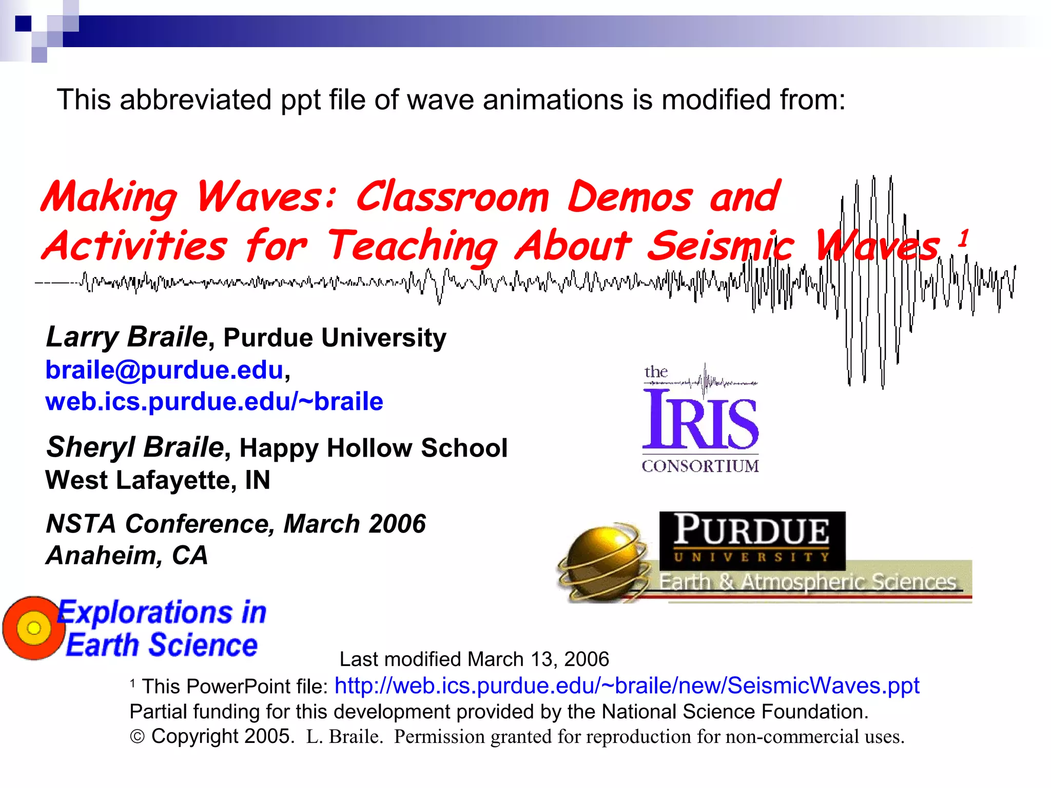 Seismic waveanimations braile copy | PPT