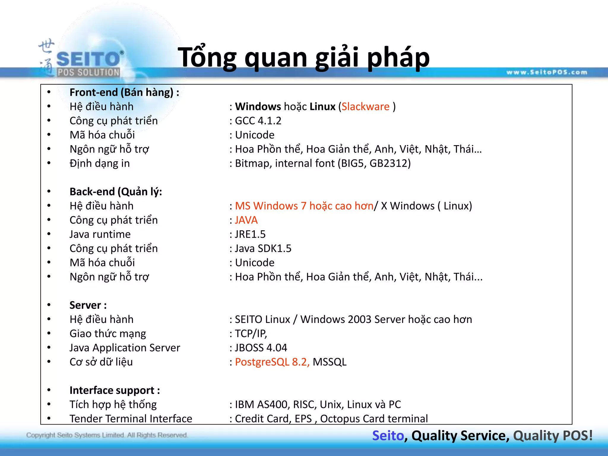 Phần mềm quản lý bán hàng Seito F&B POS V81 | PPTX