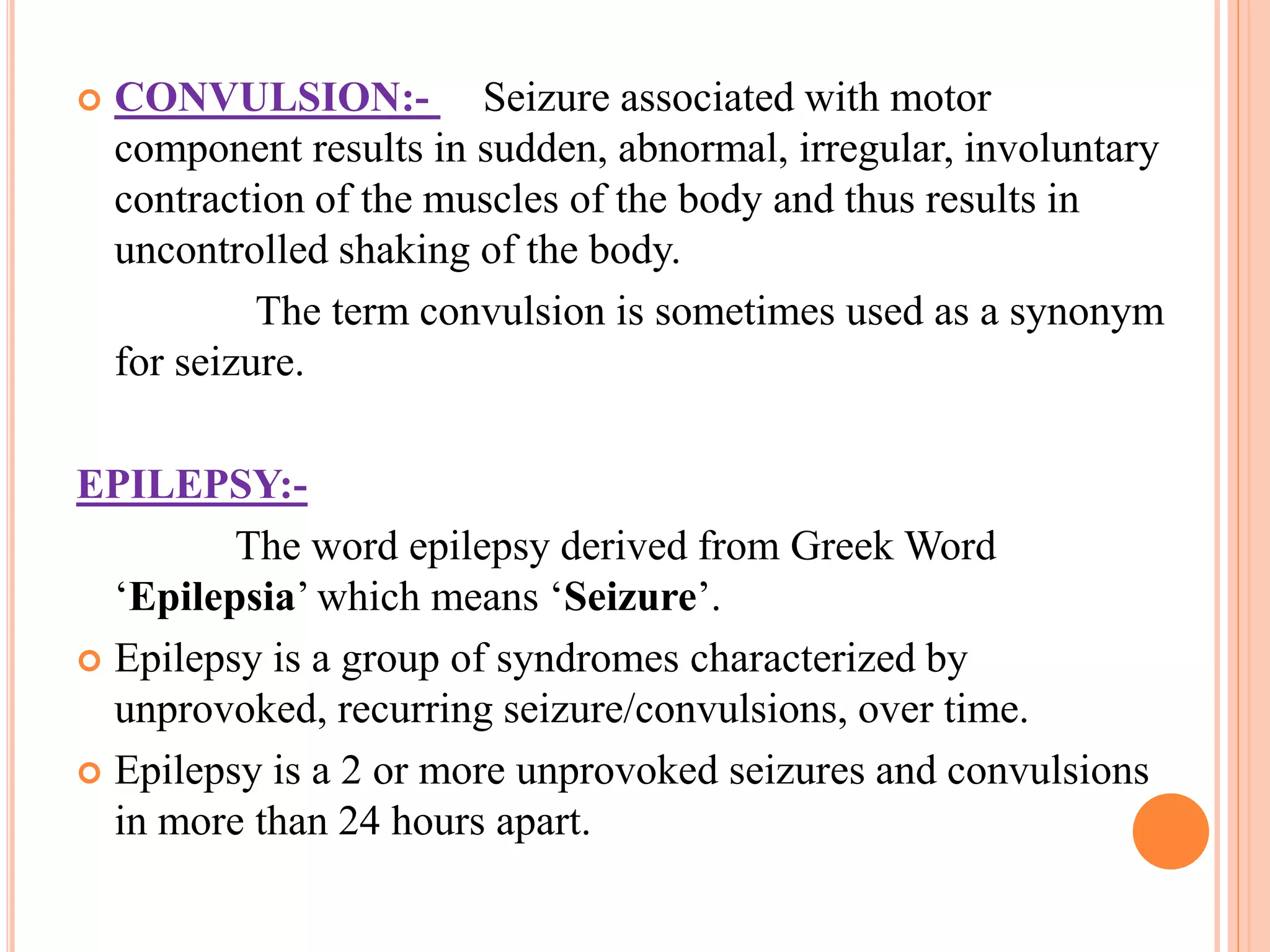 Seizure and epilepsy | PPTX