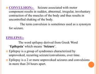 Seizure and epilepsy | PPTX