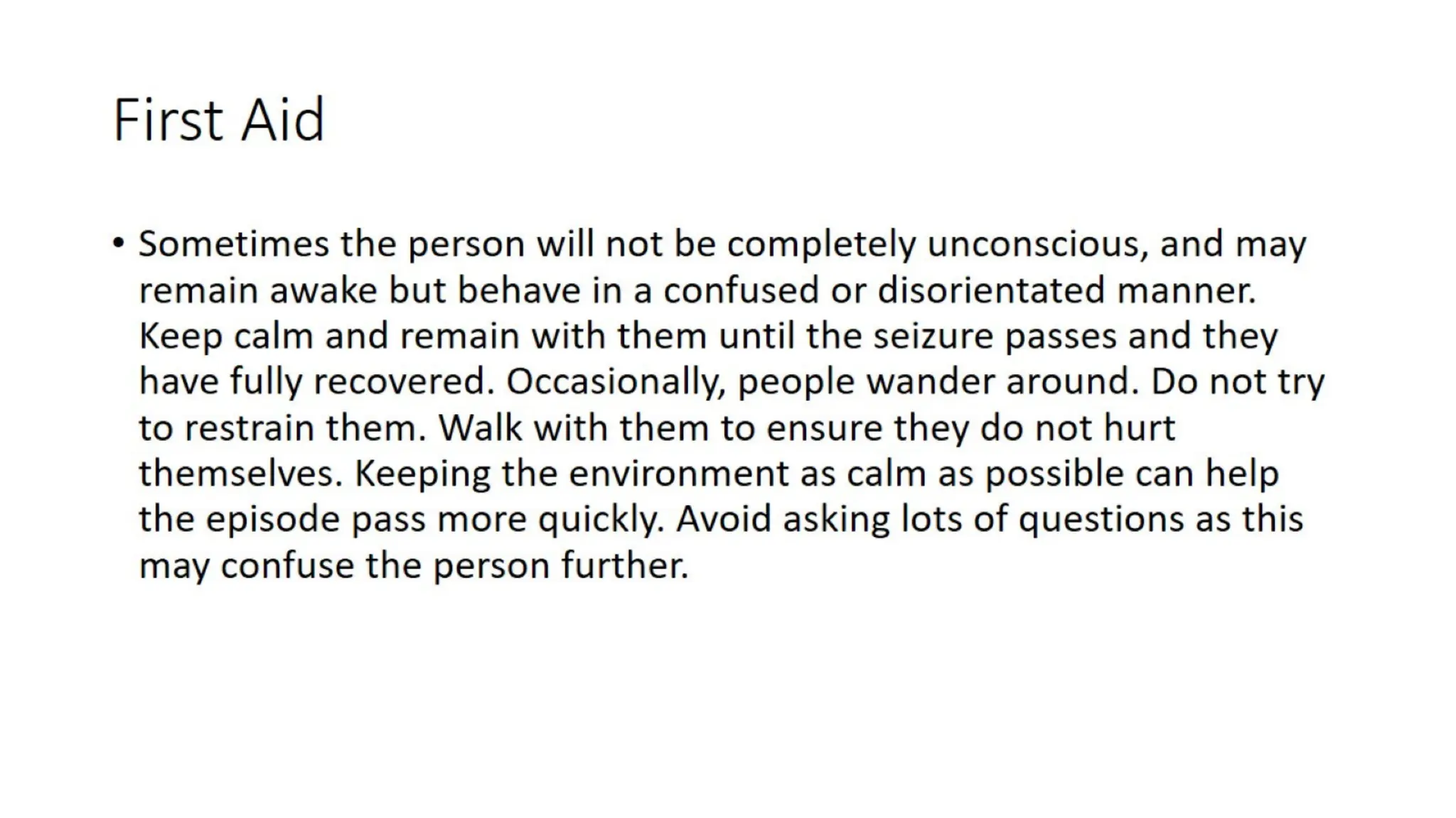 Seizure first aid powerpoint with information | PPTX