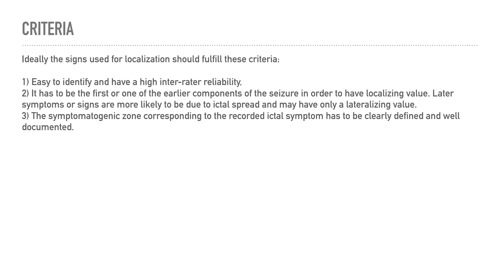 Seizure localization; based on semiology | PDF