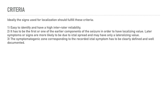 Seizure localization; based on semiology | PPT