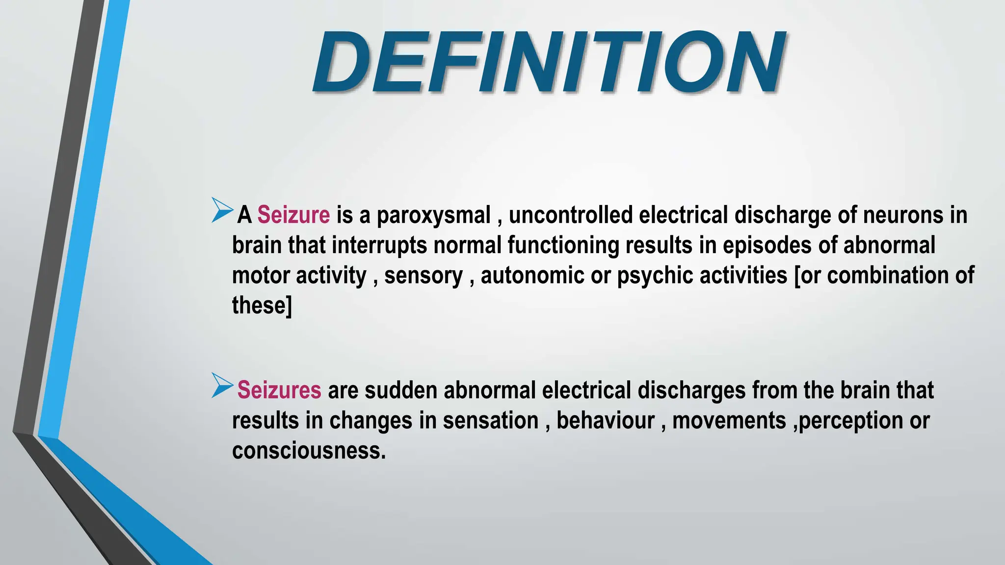 SEIZURES AND EPILEPSY DISORDER BY MS RIYA | PPTX
