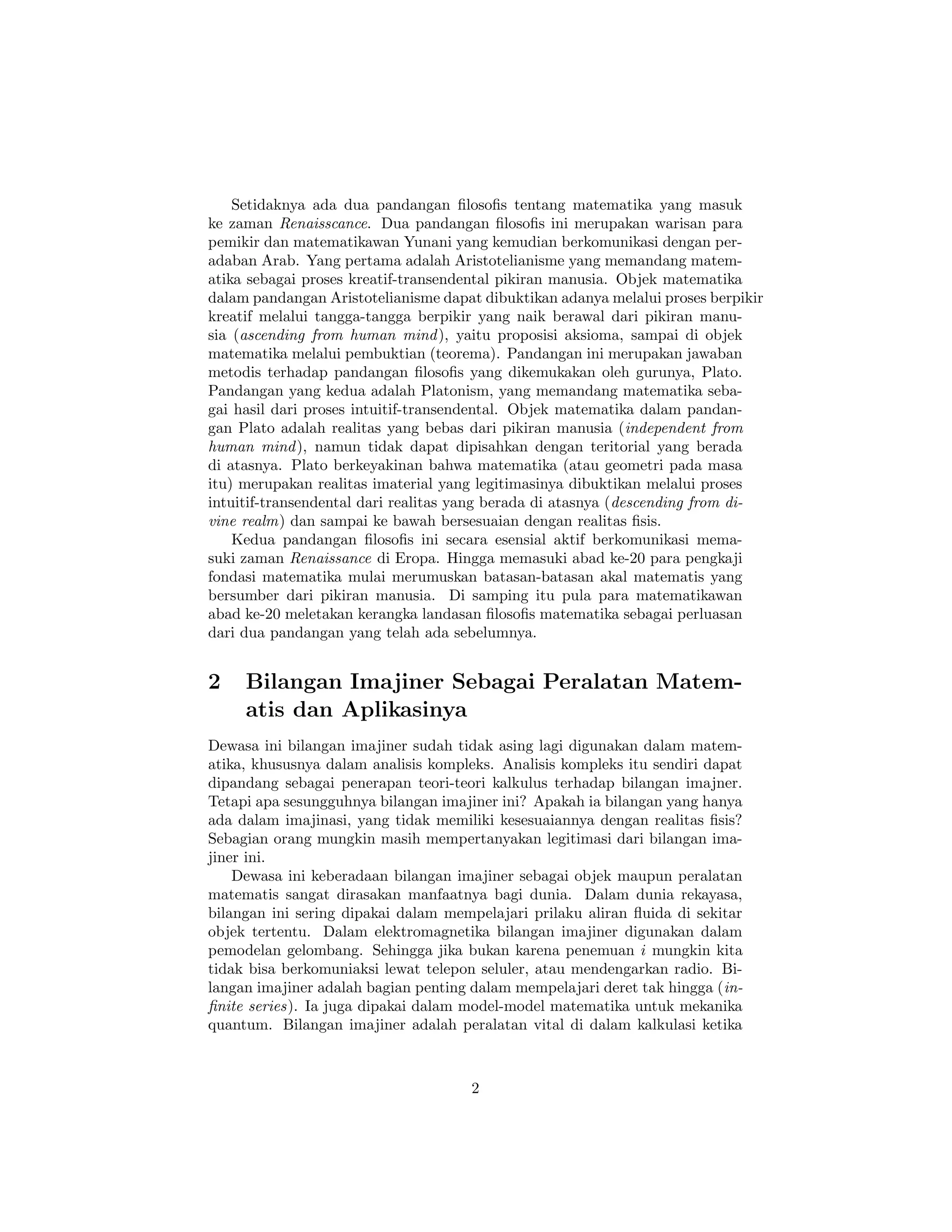 Bilangan Imajiner : Sejarah dan Filosofinya | PDF