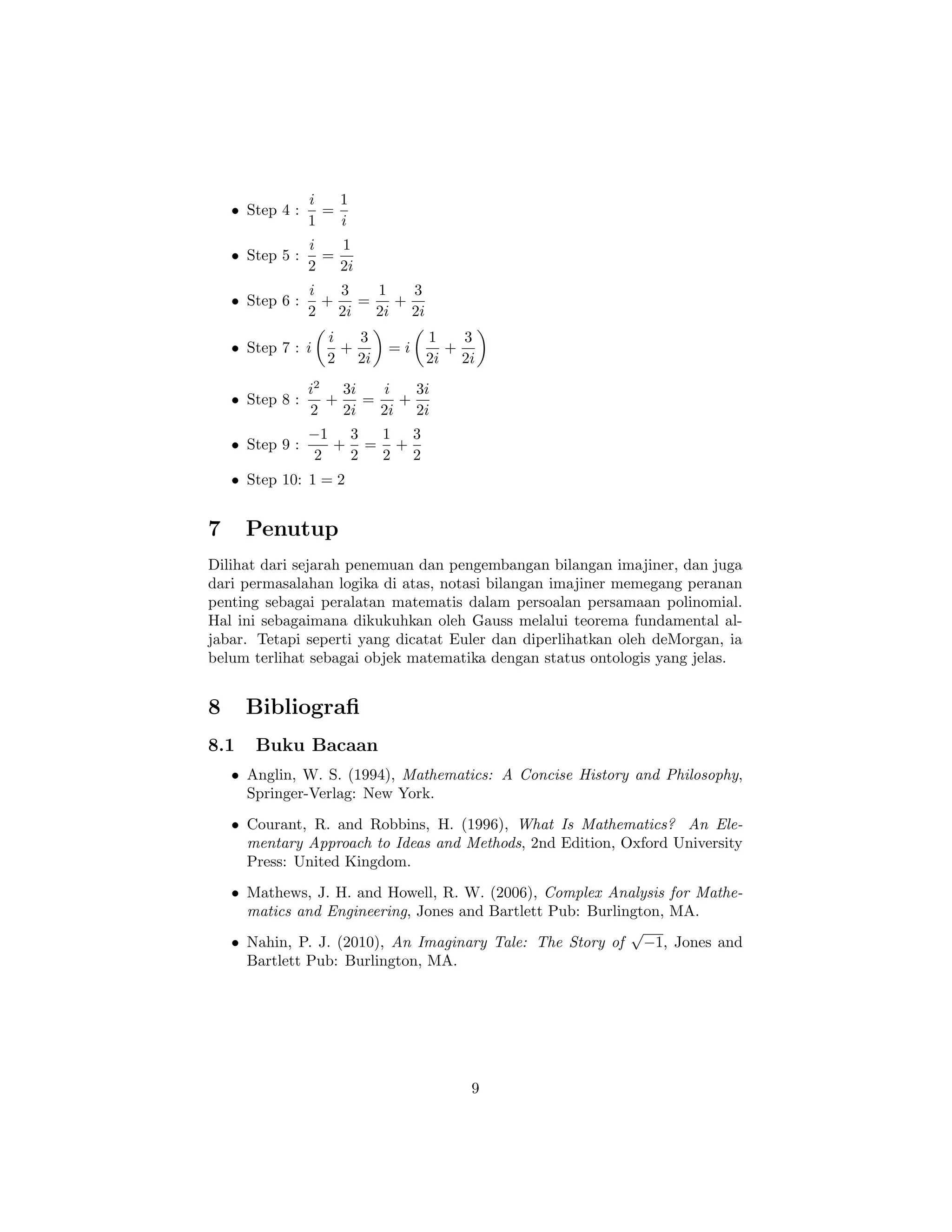 Bilangan Imajiner : Sejarah dan Filosofinya | PDF