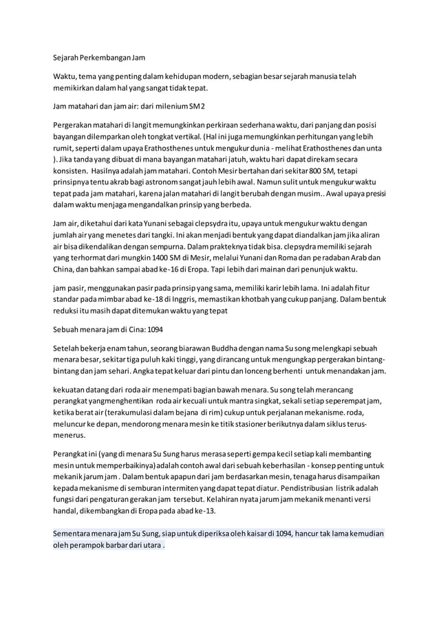 Sejarah perkembangan jam | DOCX