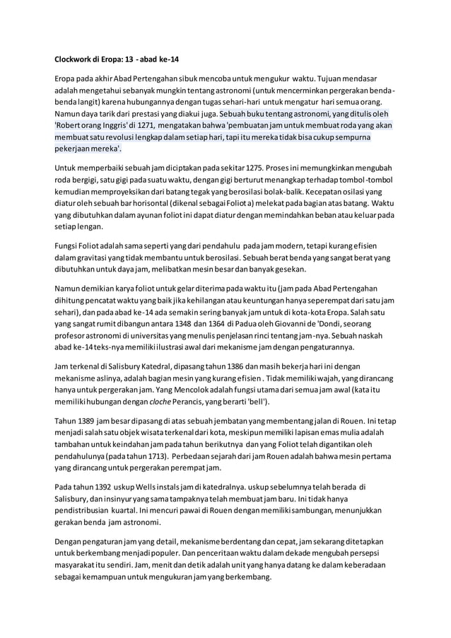 Sejarah perkembangan jam | DOCX
