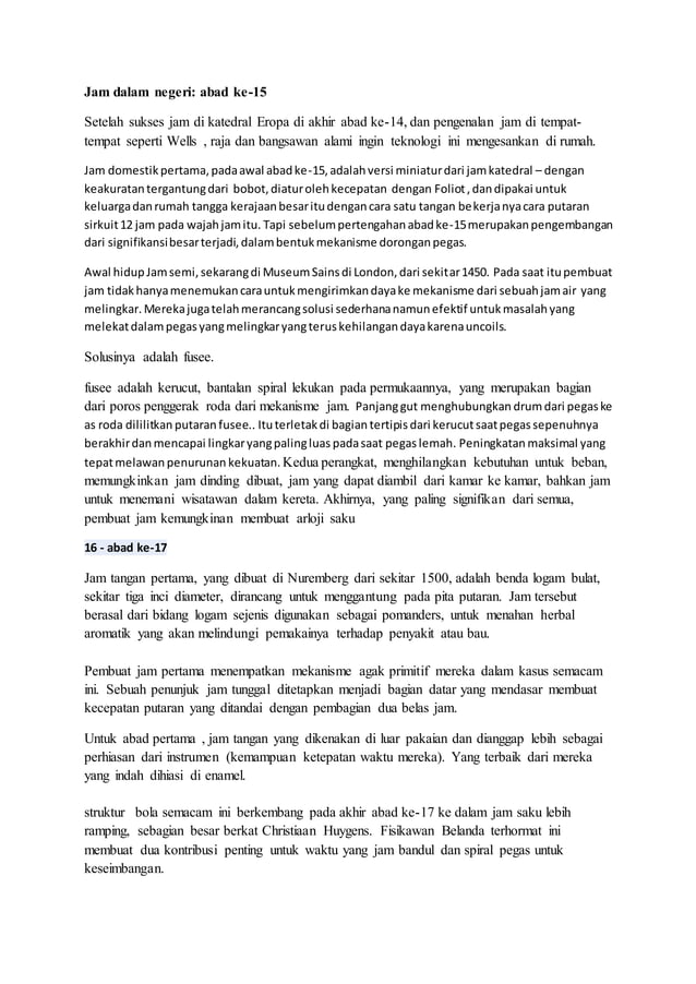 Sejarah perkembangan jam | DOCX