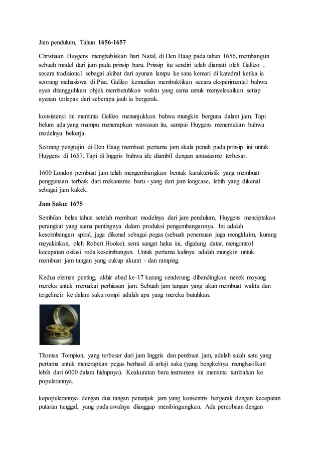 Sejarah perkembangan jam | DOCX