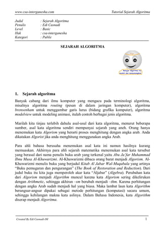 Sejarah Algoritma | PDF