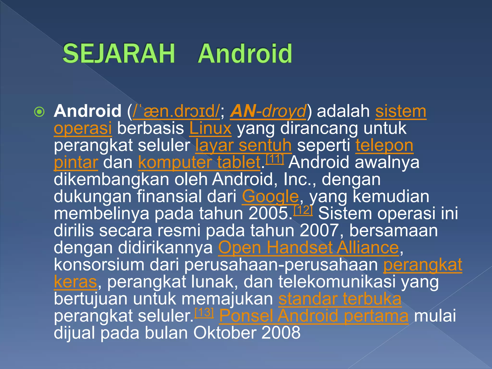 Sejarah Tentang android by: Rachel Nursalim | PPT