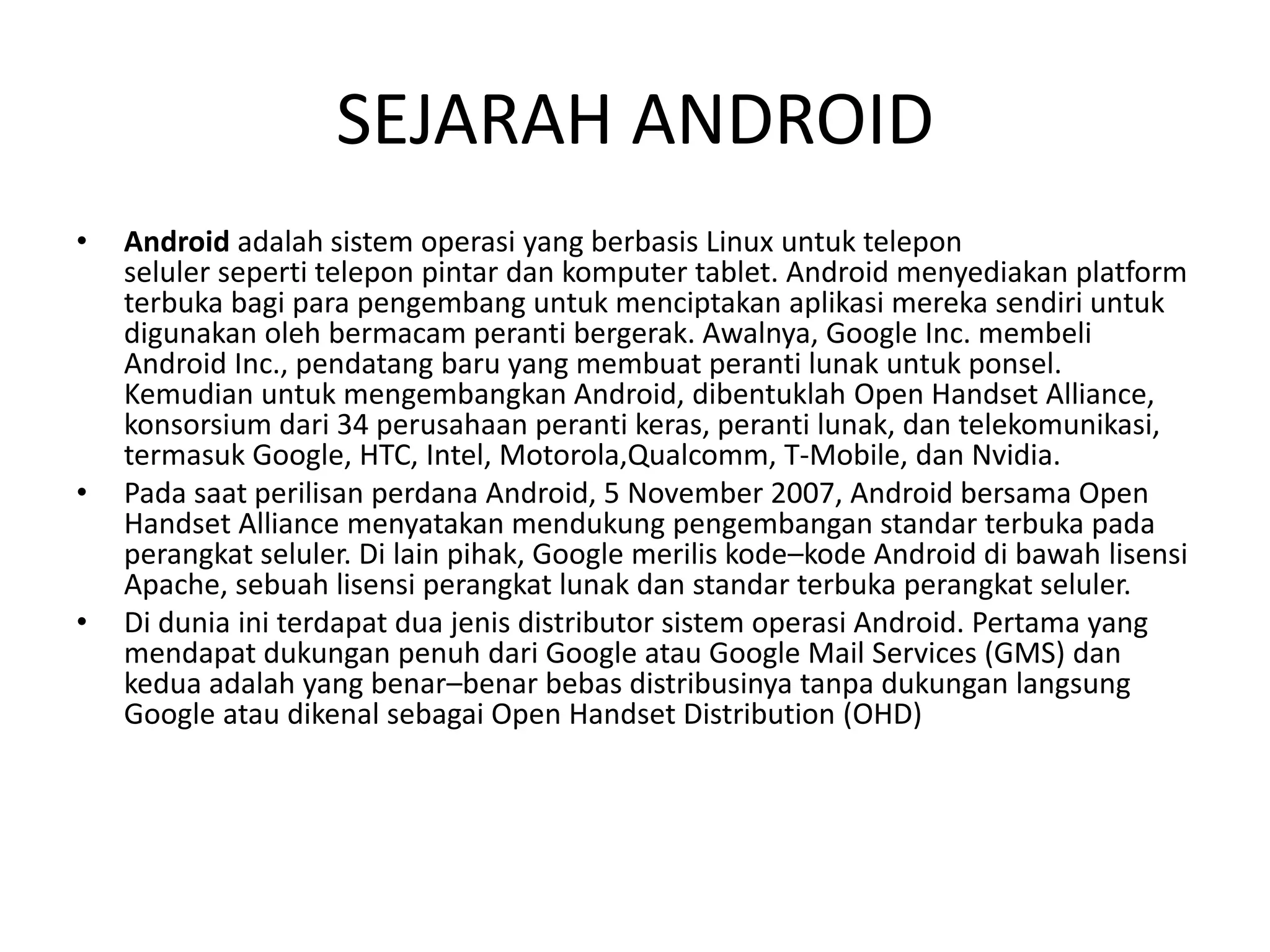 Sejarah android | PPTX