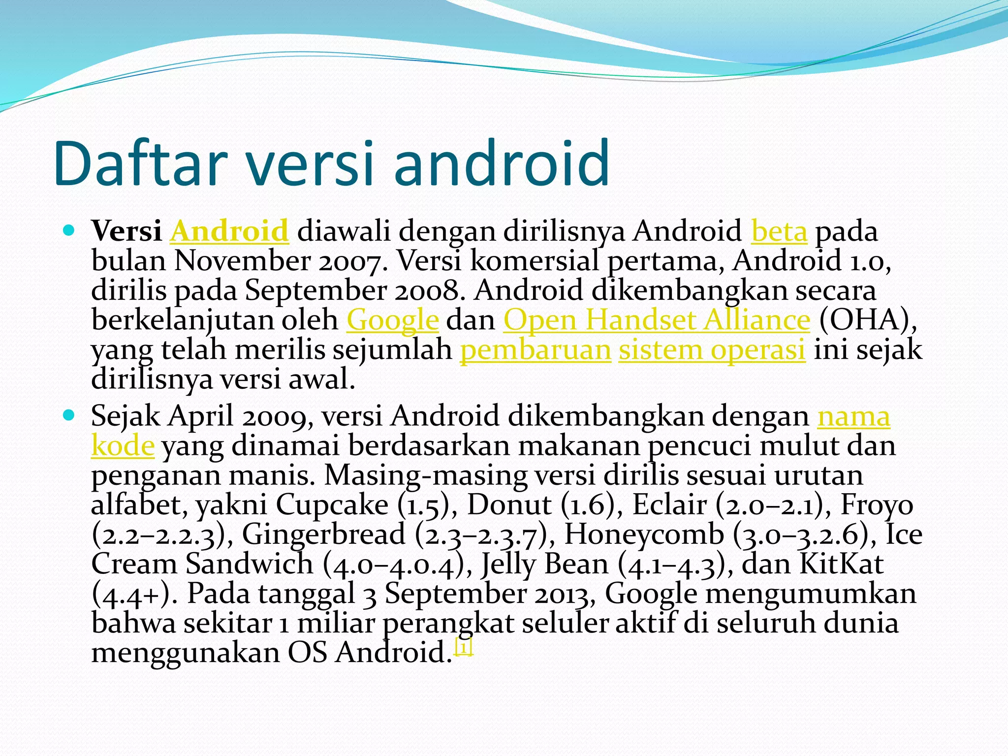Sejarah android aditya c | PPTX