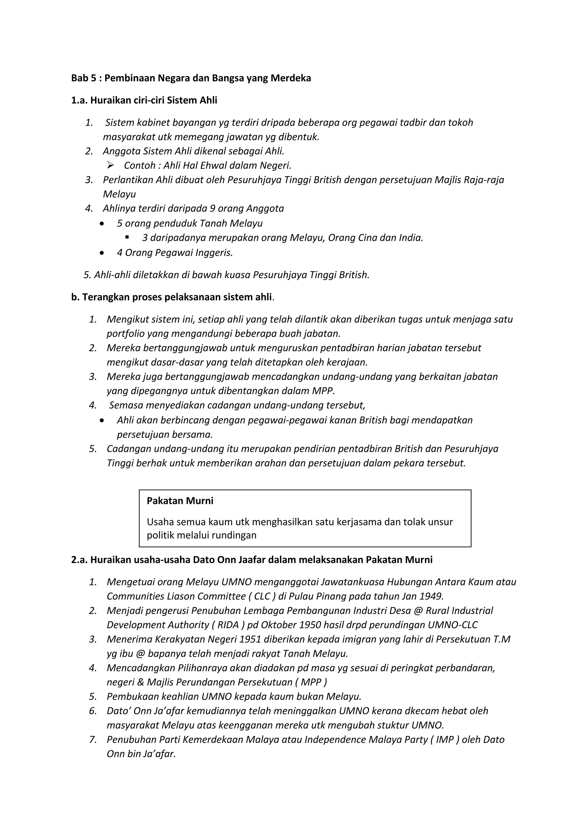 Sejarah Tingkatan 5 Bab 5 | PDF