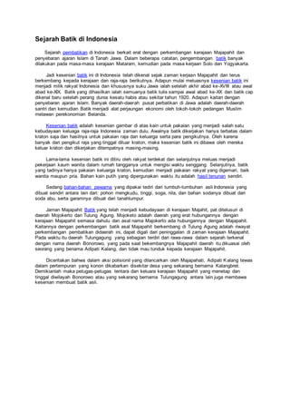 Sejarah batik di indonesia | DOCX