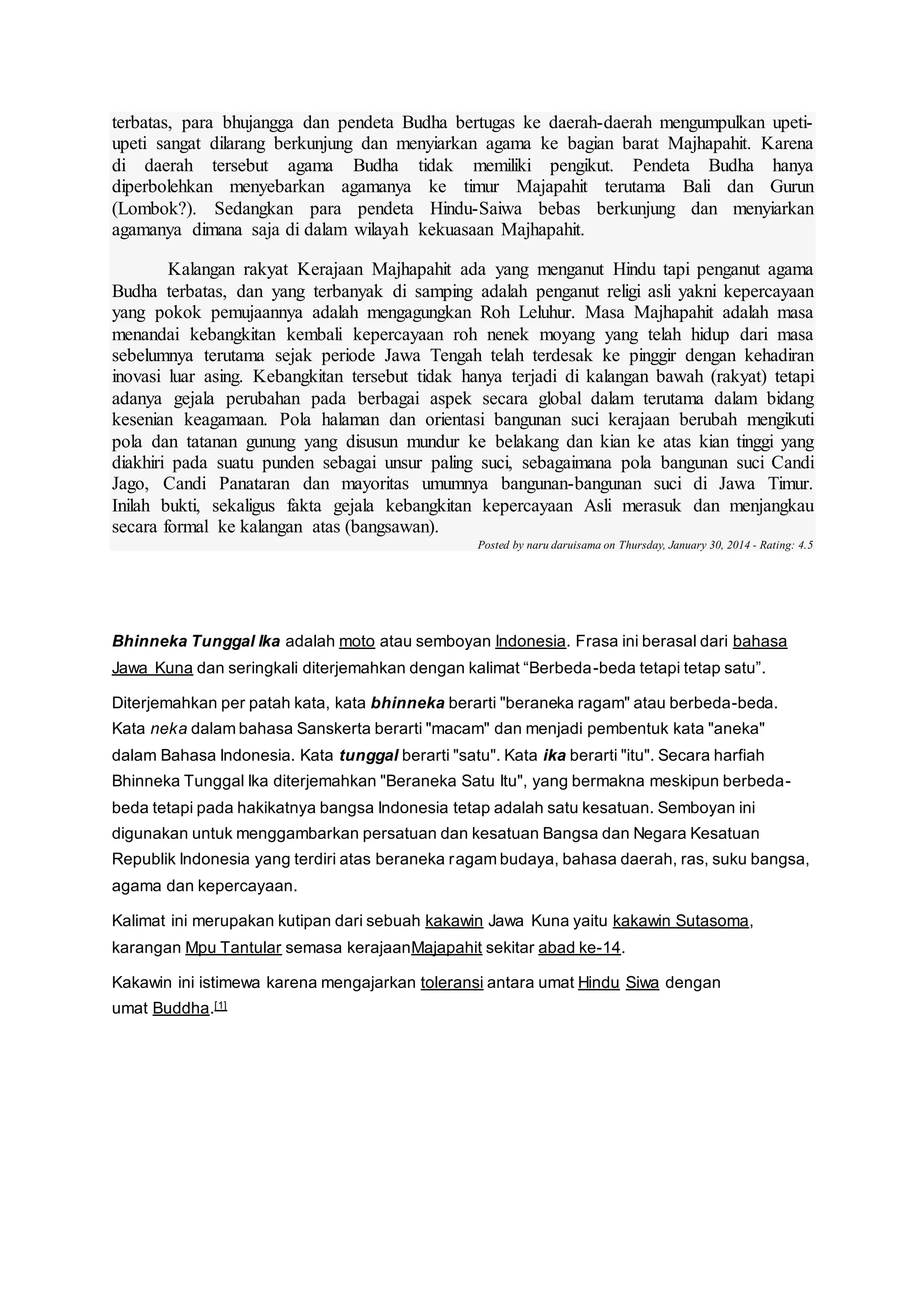 Sejarah bhinneka tunggal ika | DOCX