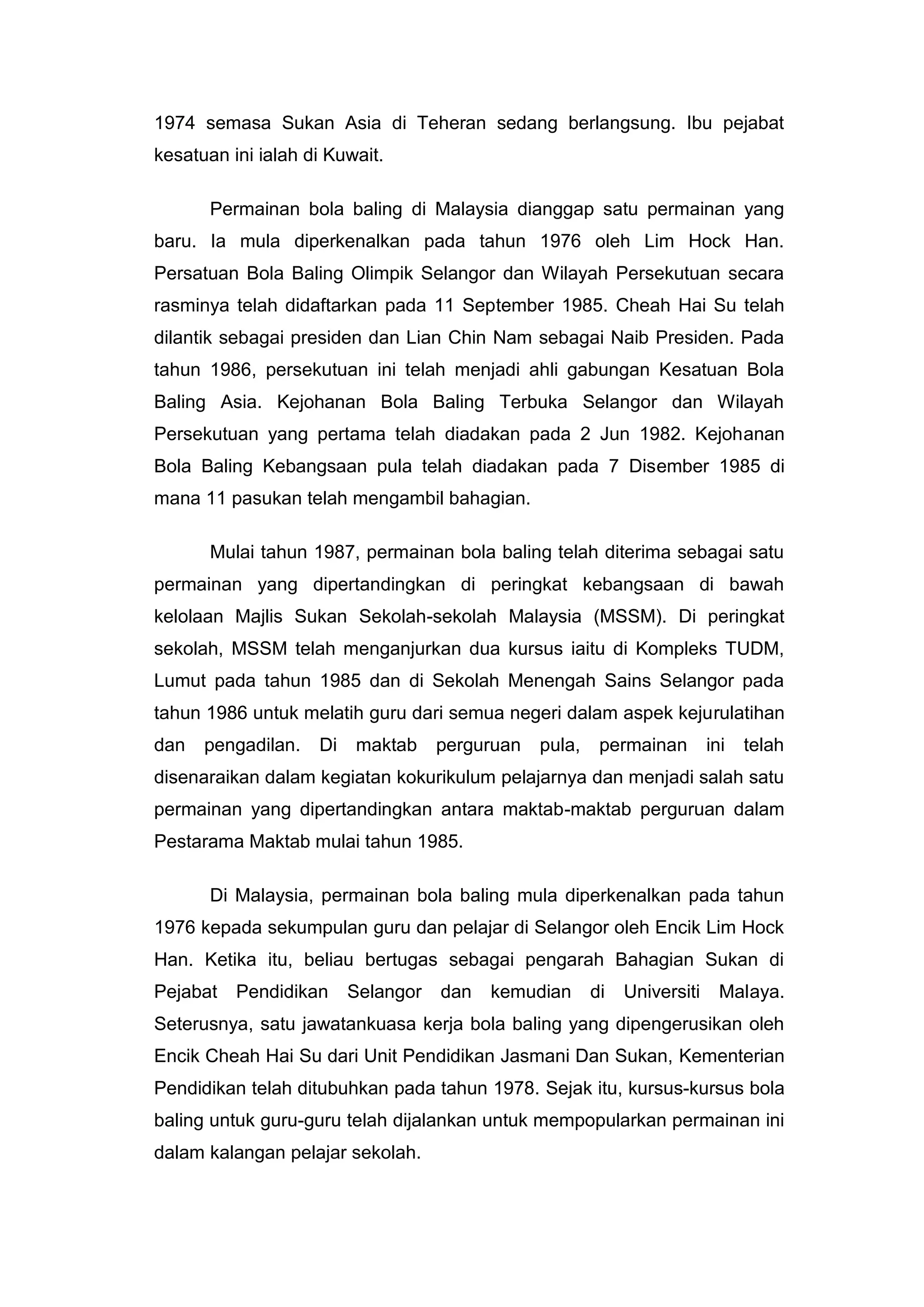 Sejarah bola baling | DOCX