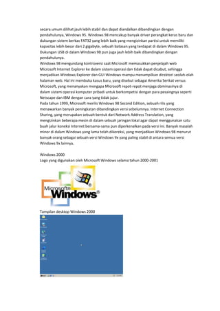 Sejarah dan generasi windows | PDF