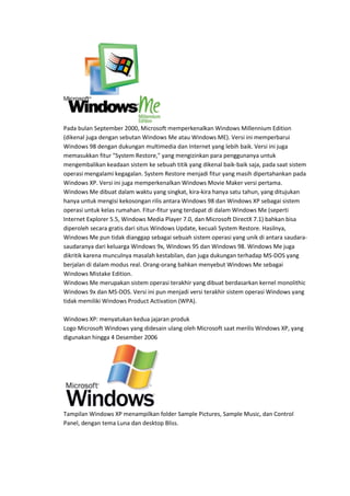 Sejarah dan generasi windows | PDF