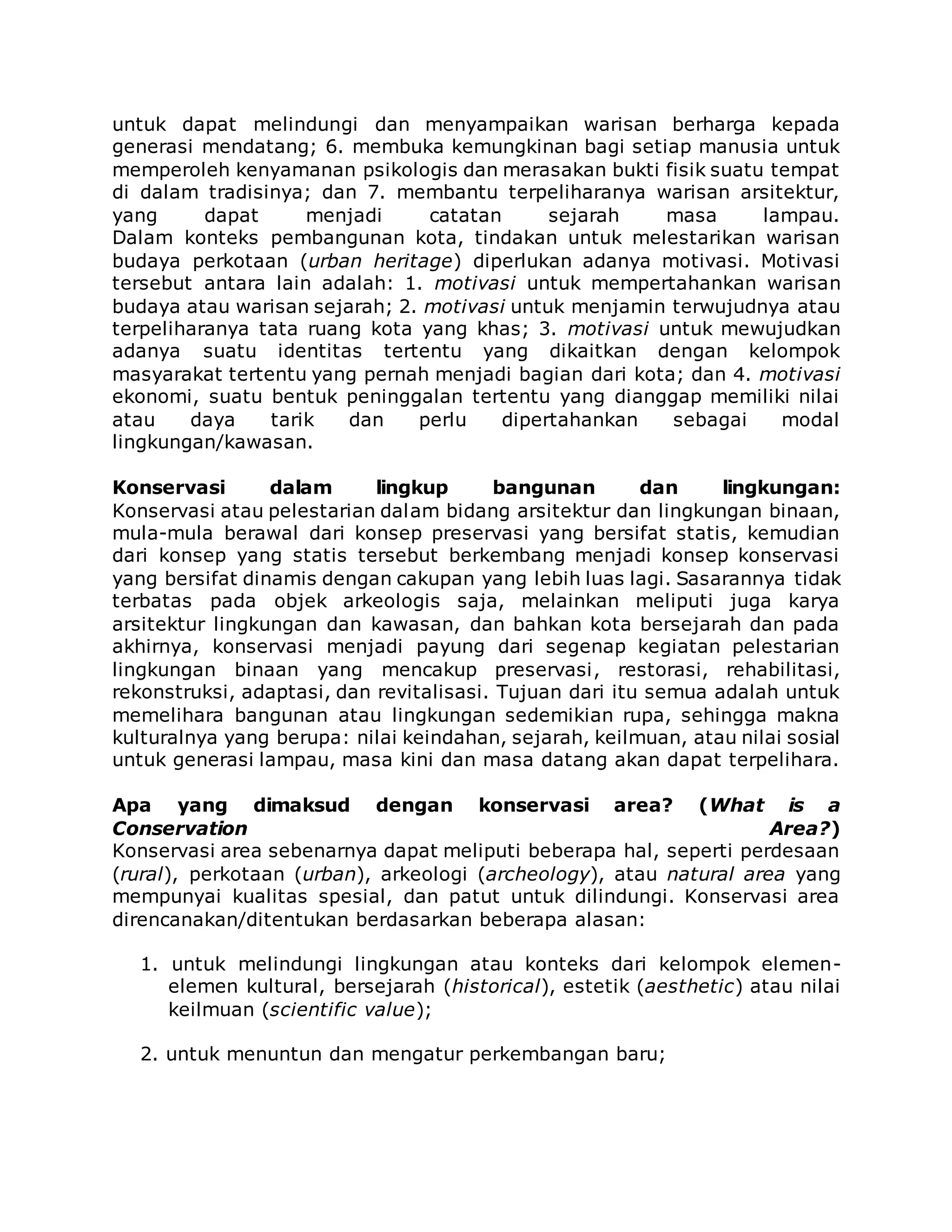 Sejarah dan konservasi perkotaan sebagai dasar perancangan kota | DOCX