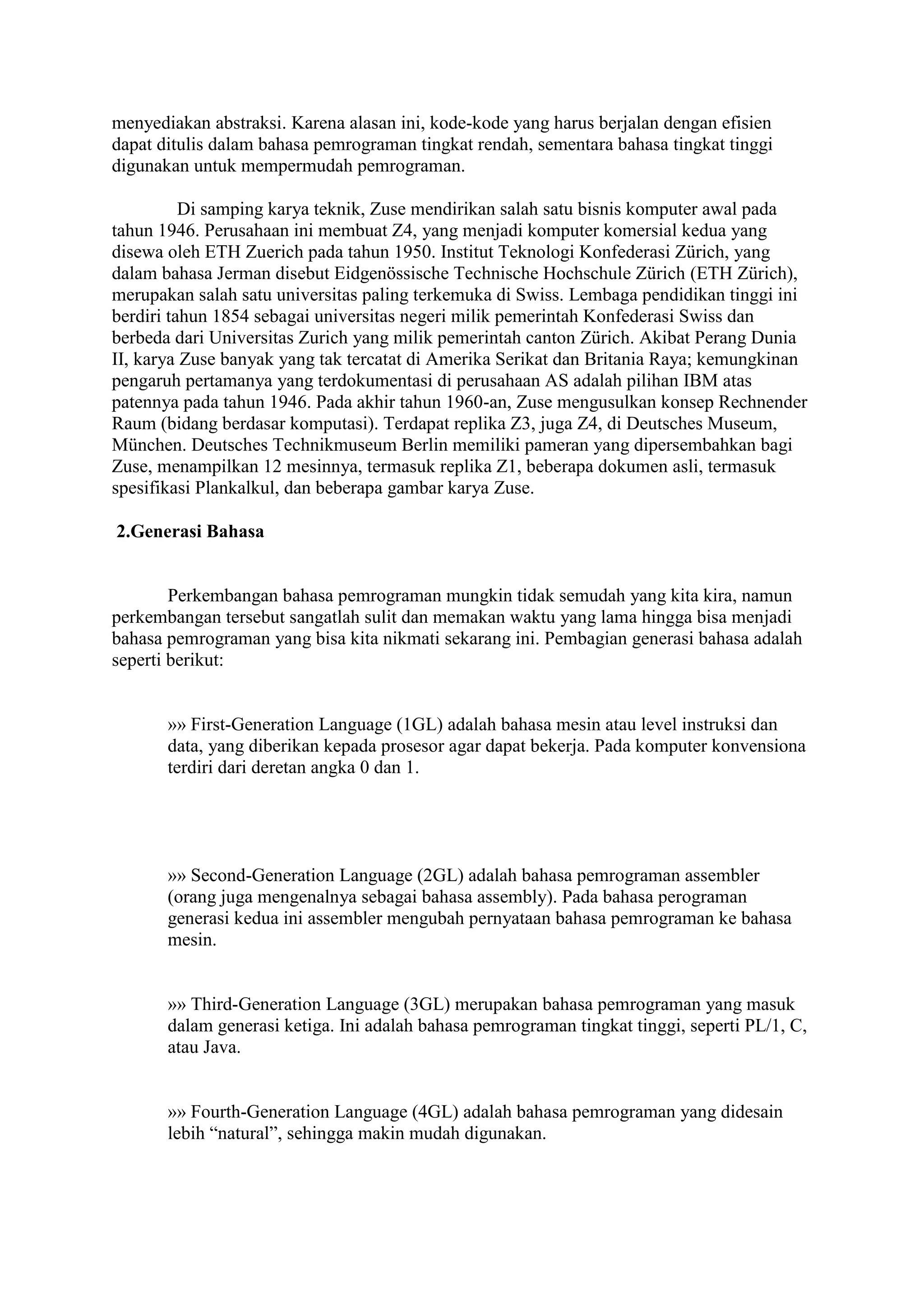 Sejarah dan perkembangan bahasa pemrograman | DOCX