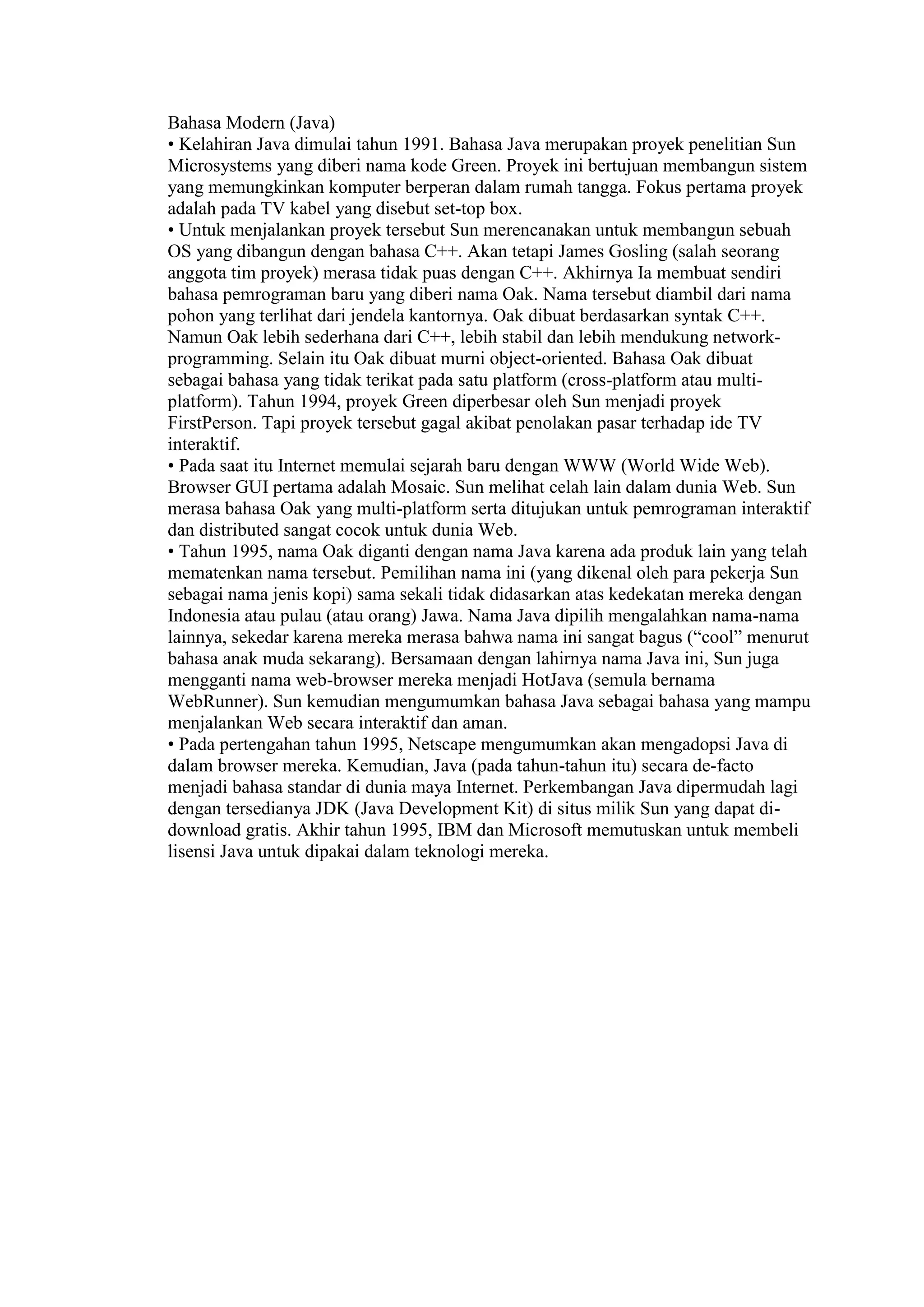 Sejarah dan perkembangan bahasa pemrograman | DOCX