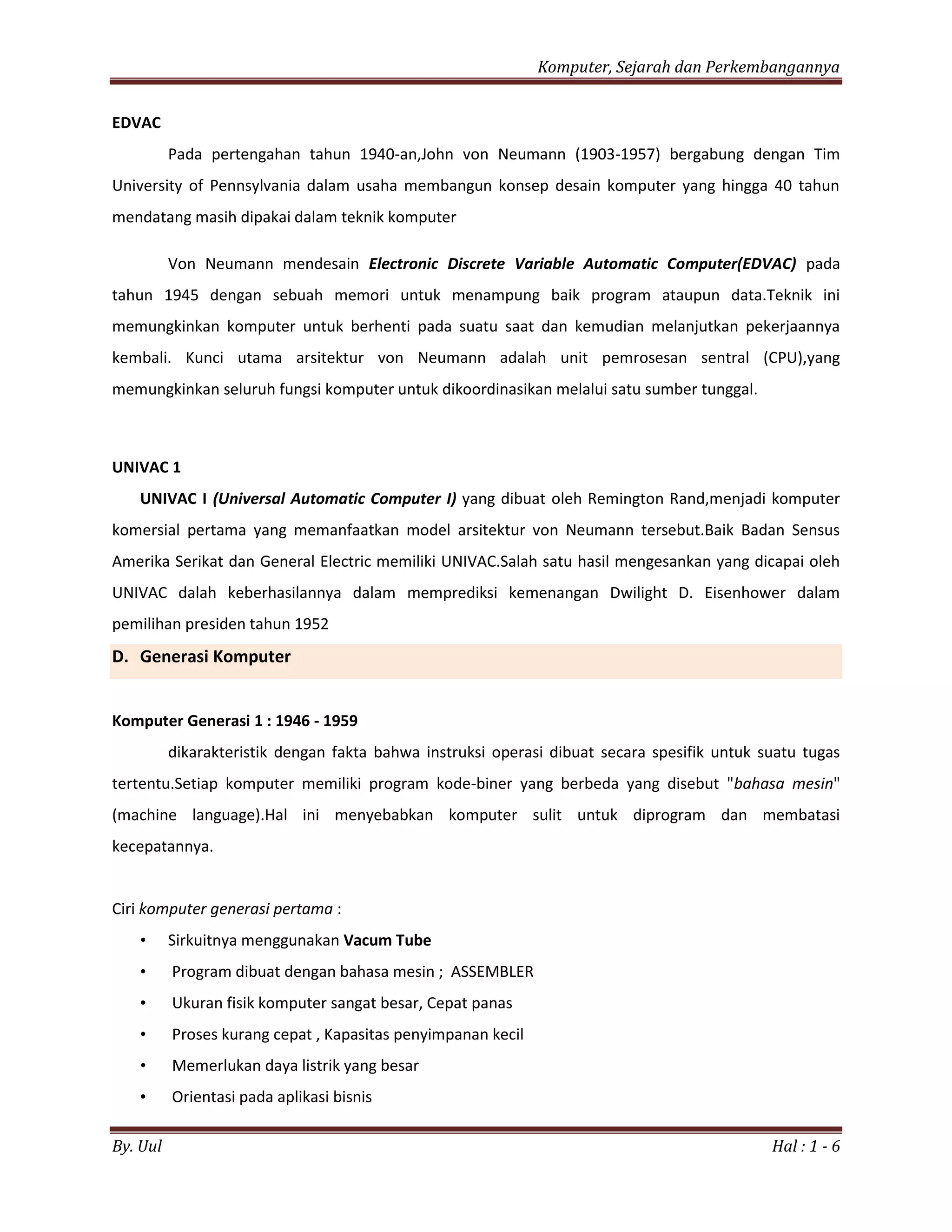 Sejarah dan perkembangan komputer | PDF