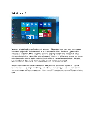 Sejarah dan perkembangan sistem operasi microsoft windows | PDF