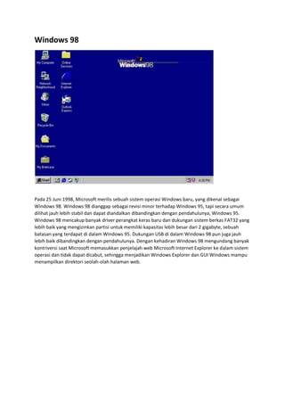 Sejarah dan perkembangan sistem operasi microsoft windows | PDF