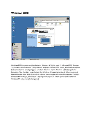 Sejarah dan perkembangan sistem operasi microsoft windows | PDF
