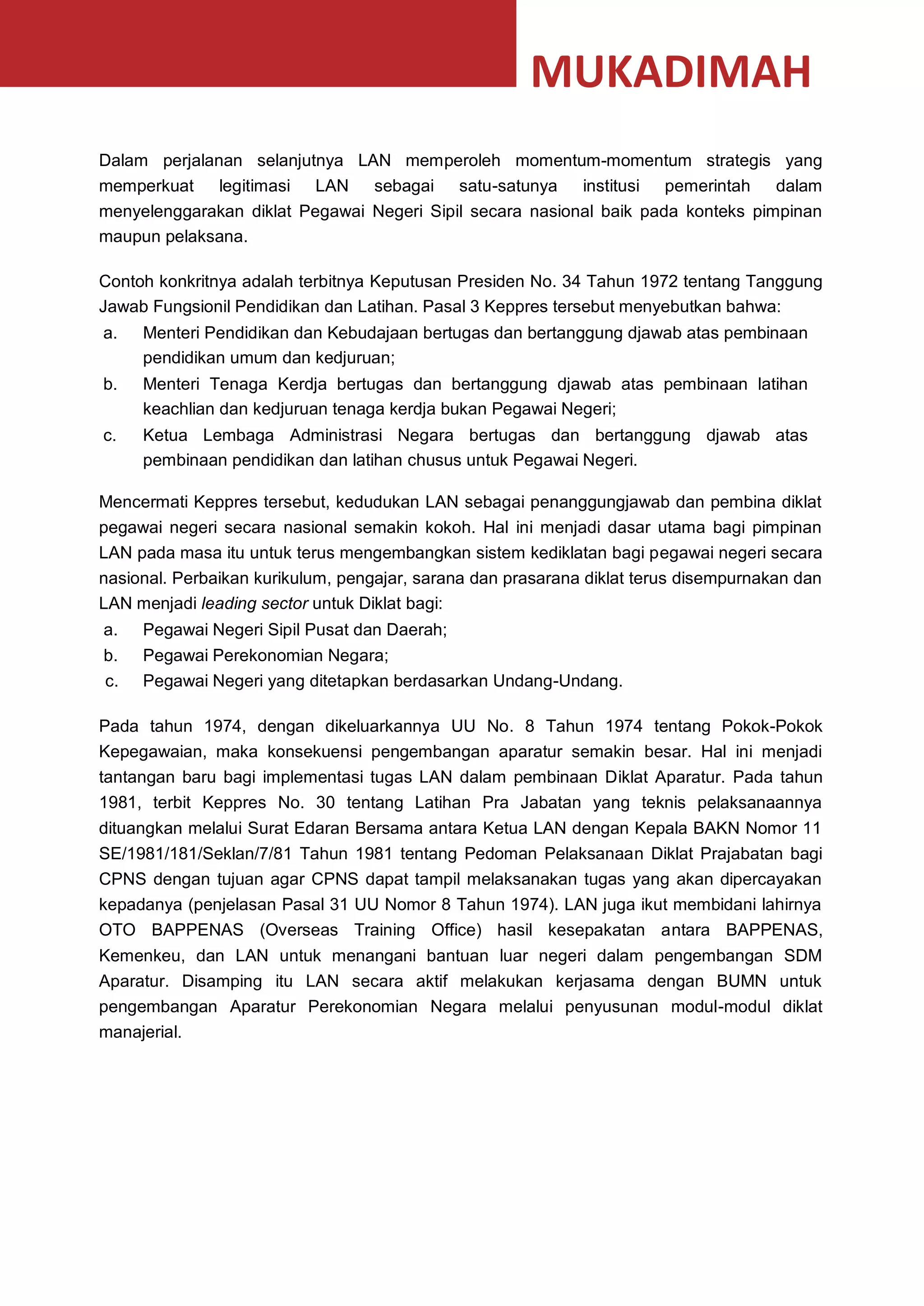 Sejarah Diklat (Pendidikan dan Pelatihan) Aparatur | PDF