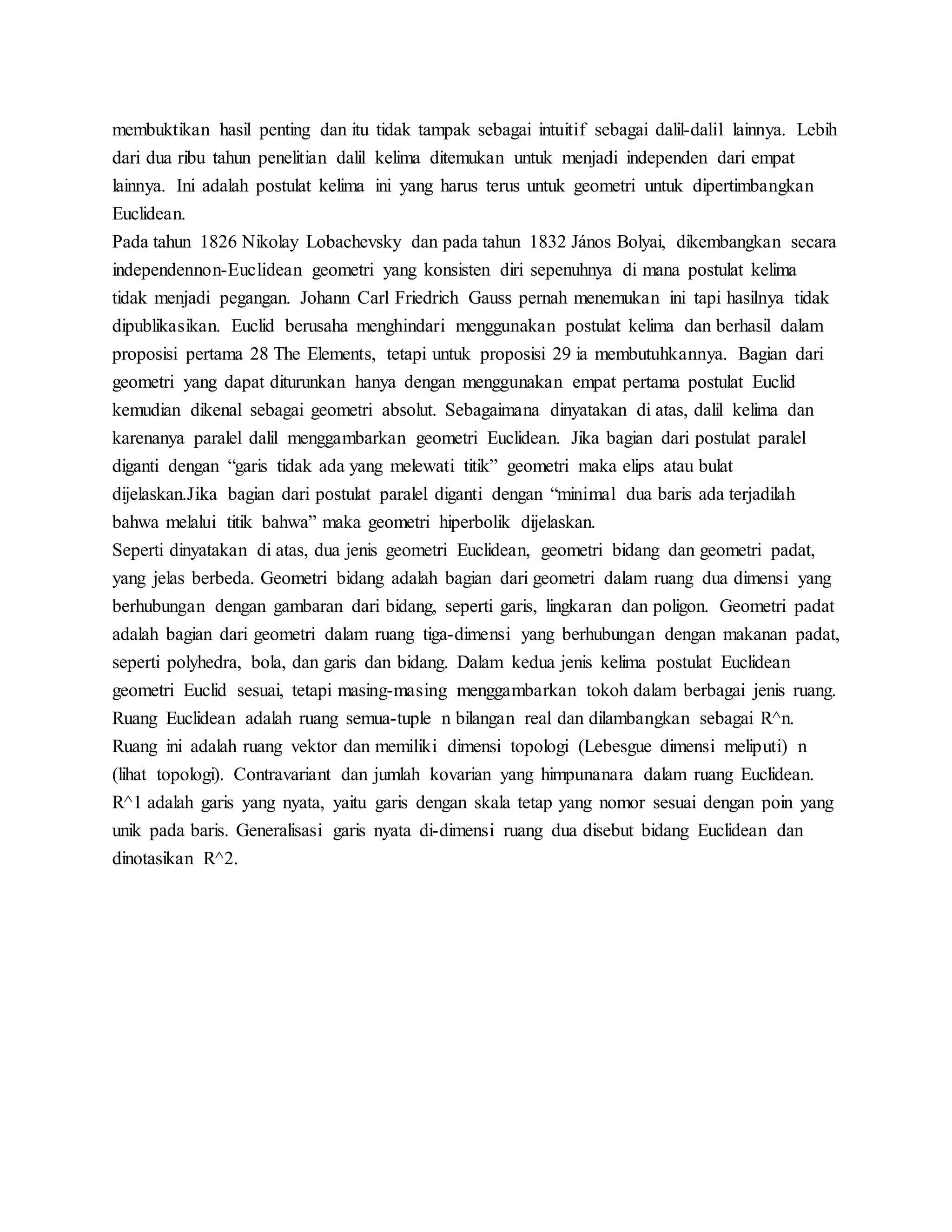 Sejarah Geometri Euclid | DOCX