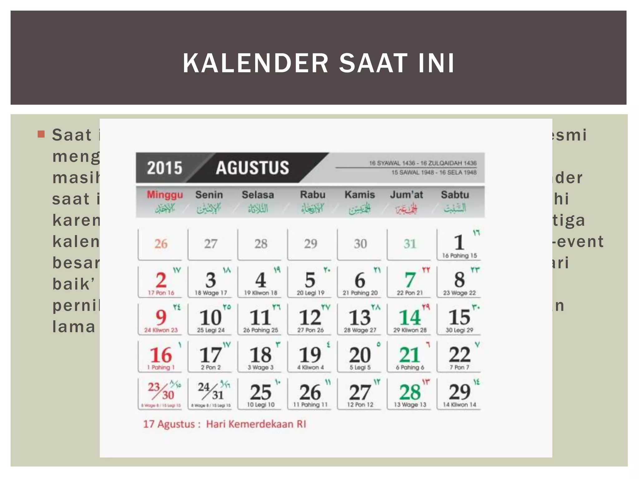 akuturasi budaya di bidang kalender dan kesenian | PPT