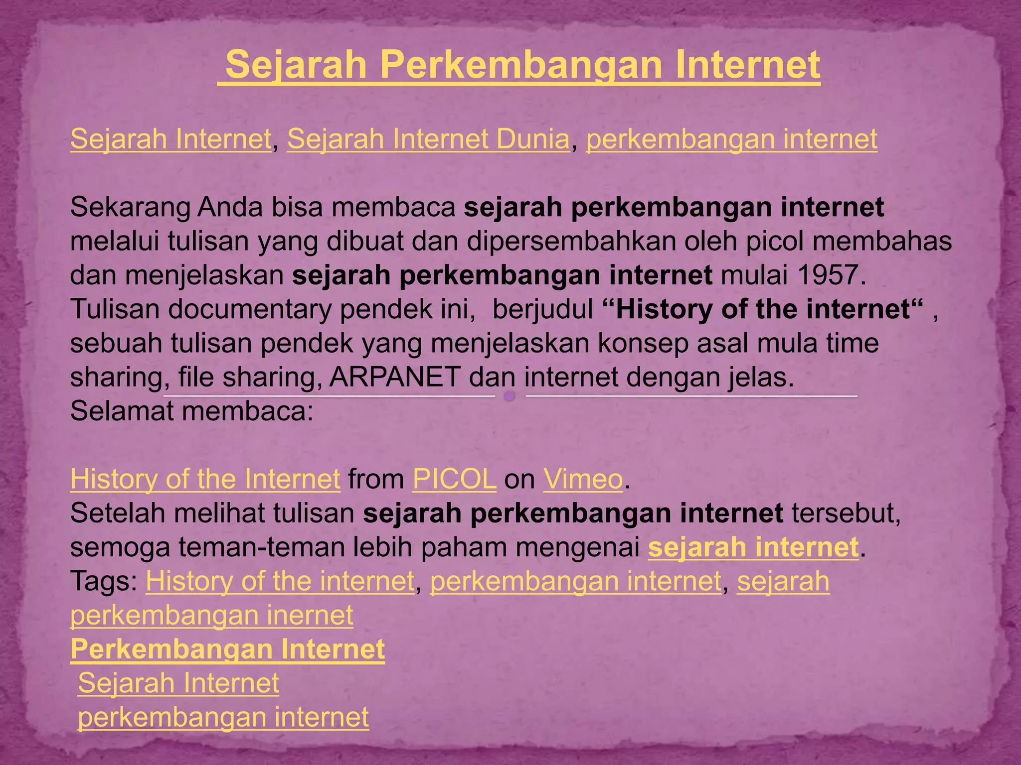 Sejarah internet, buatan; rani ayu fidiasih, kelas; vii 8 (7.8) | PPTX