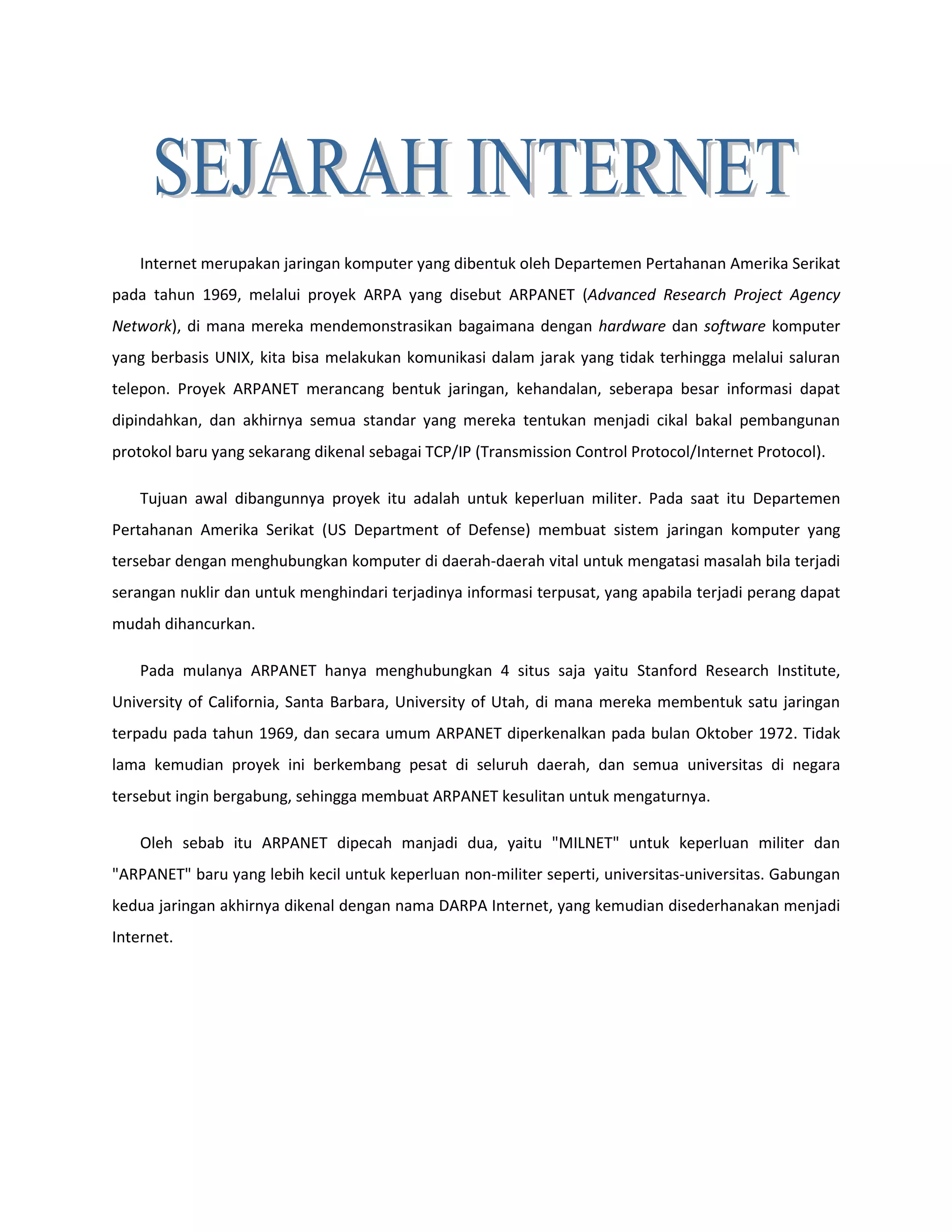 Sejarah Internet Dunia | PDF
