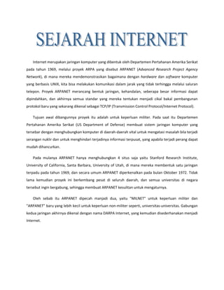 Sejarah Internet Dunia | DOCX