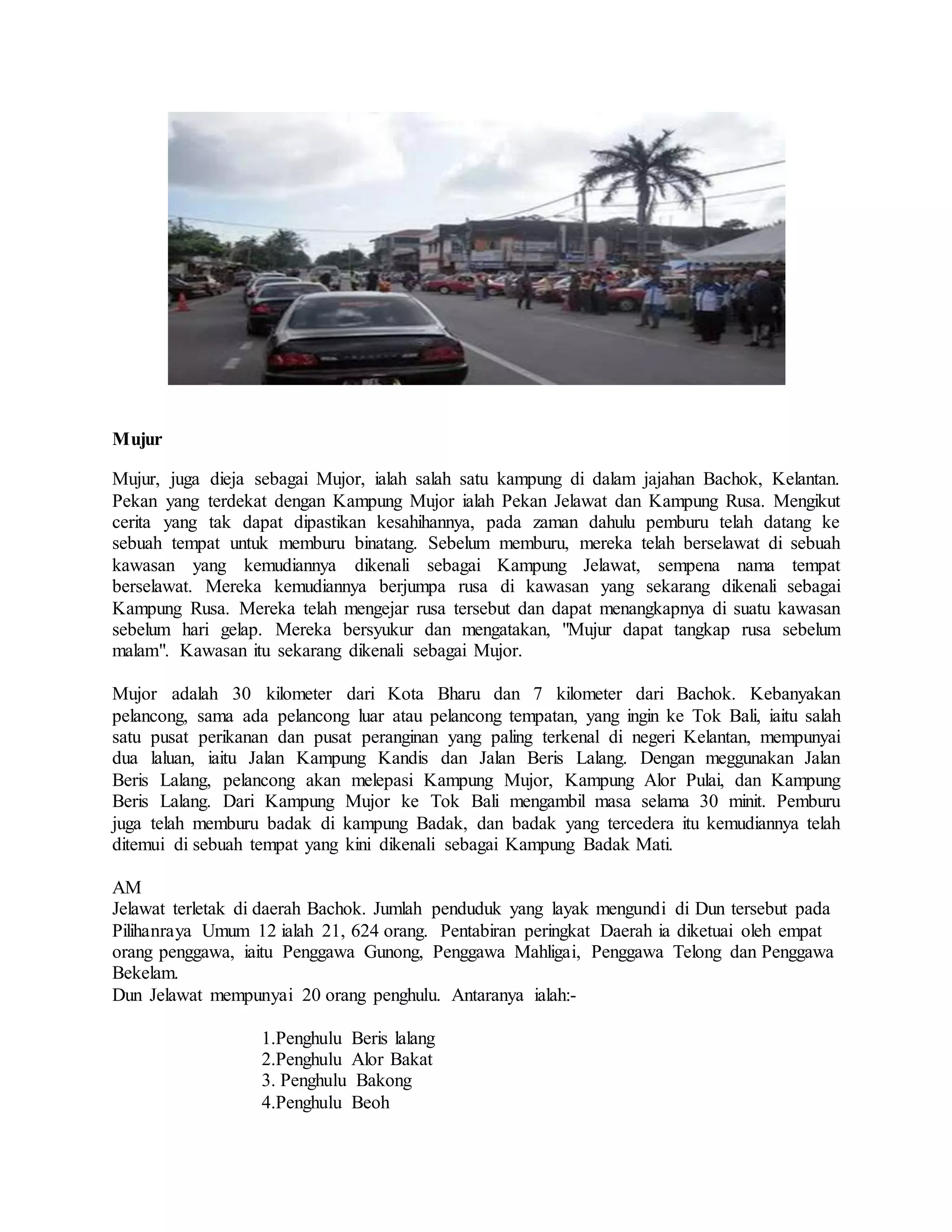 Sejarah kawasan Jelawat Bachok KELANTAN | DOCX