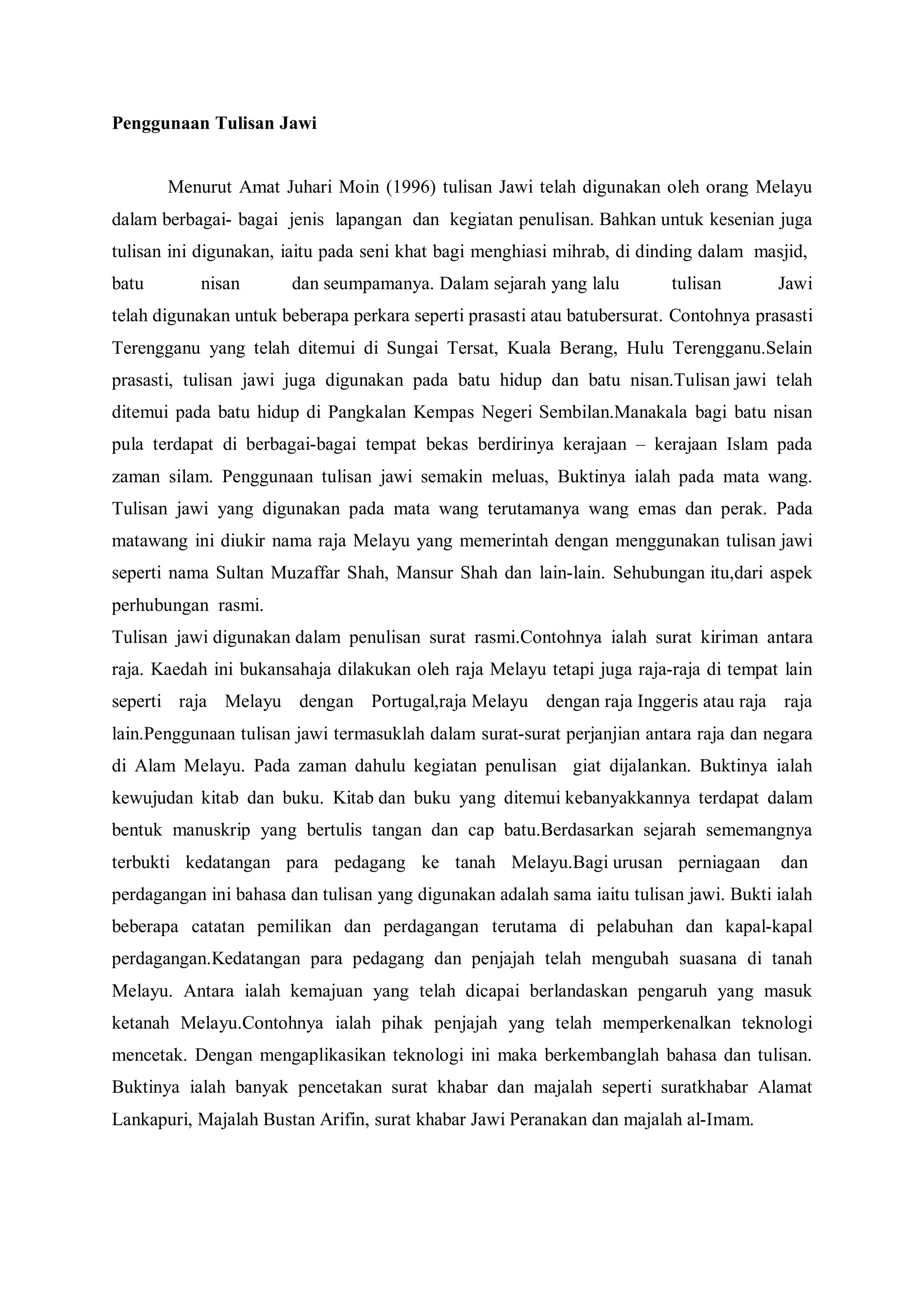 Sejarah kedatangan jawi | PDF