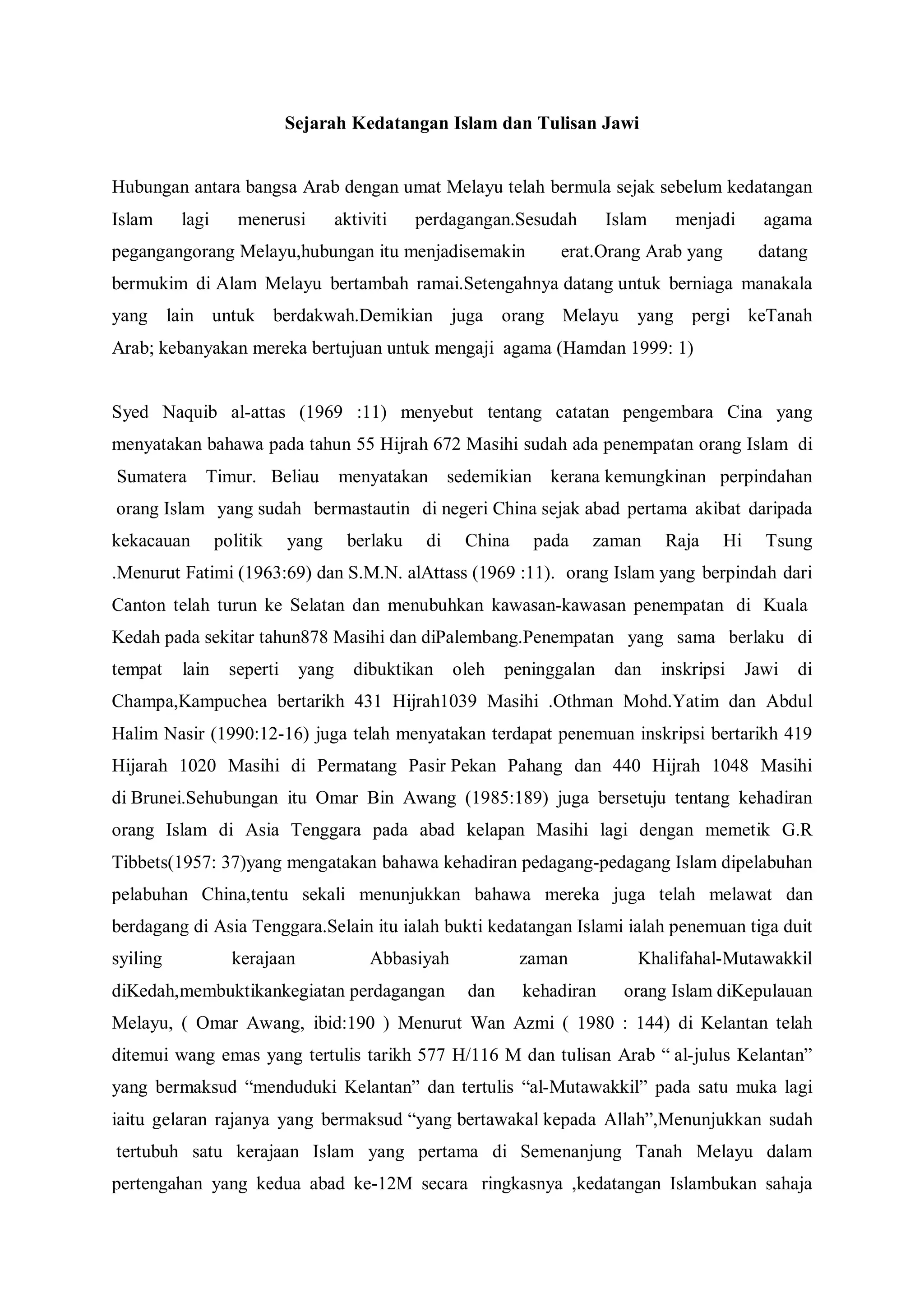 Sejarah kedatangan jawi | PDF