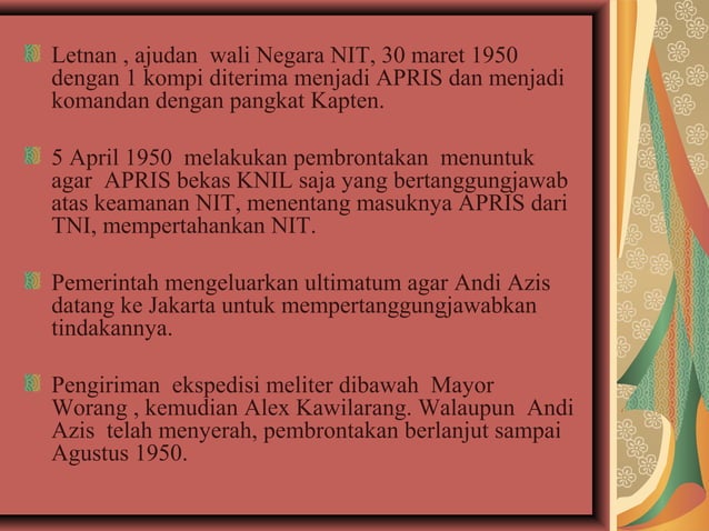 pemberontakan apra,andi aziz,rms,dan prri | PPT
