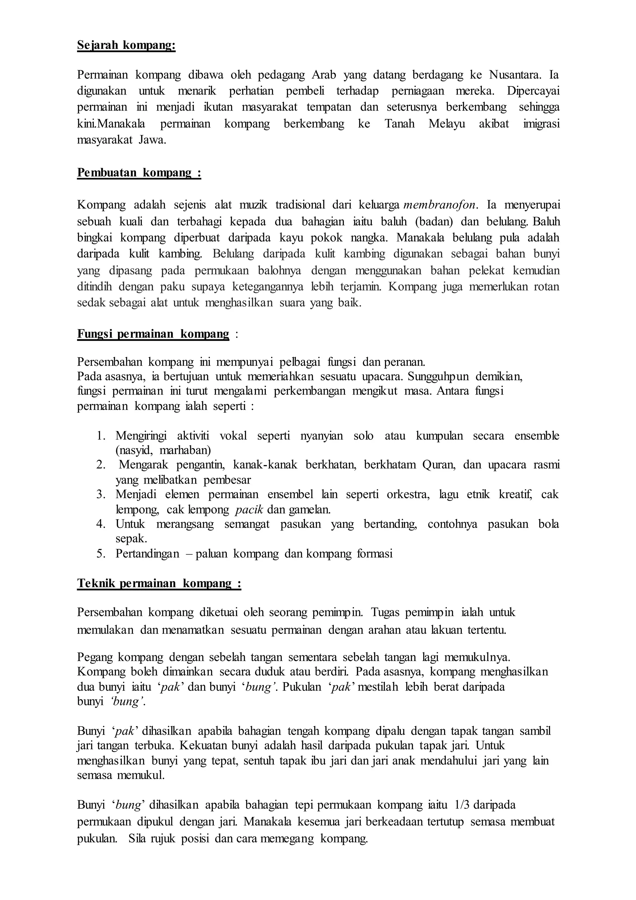 Sejarah kompang | DOCX