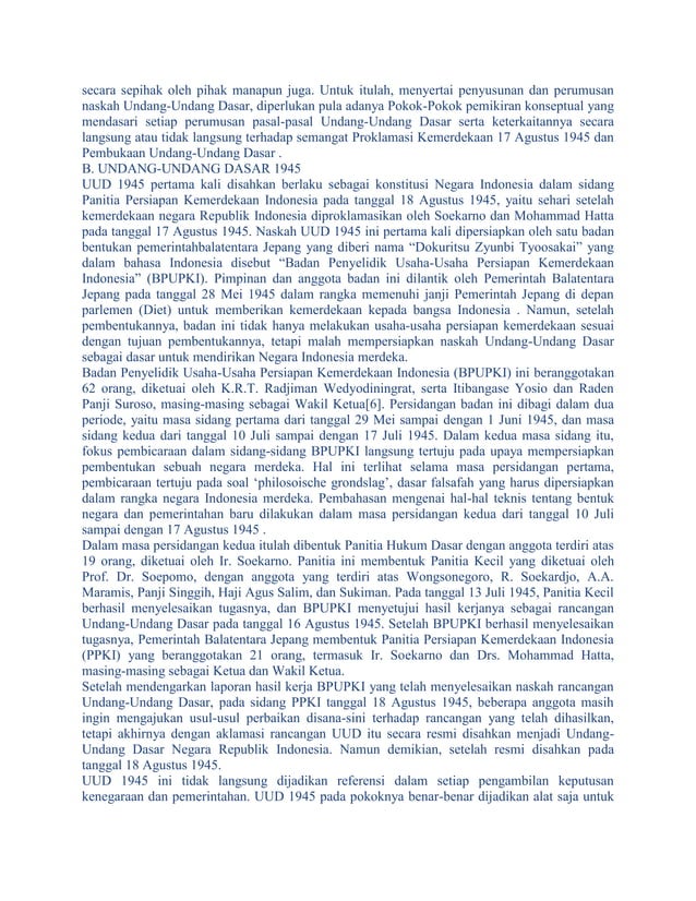 Sejarah lahir dan perkembangan konstitusi di indonesia | DOCX