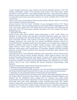 Sejarah lahir dan perkembangan konstitusi di indonesia | DOCX