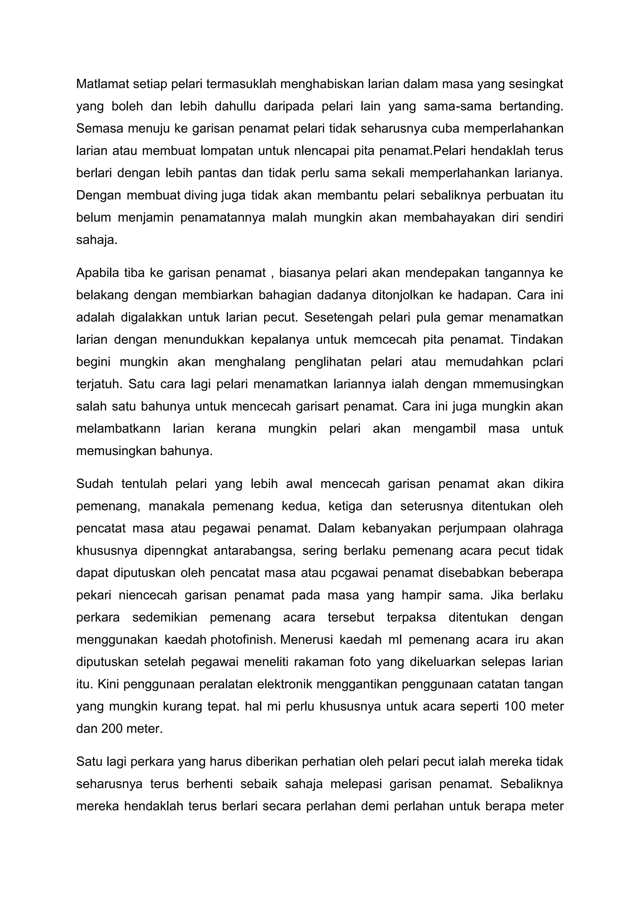 Sejarah lari pecut | DOCX