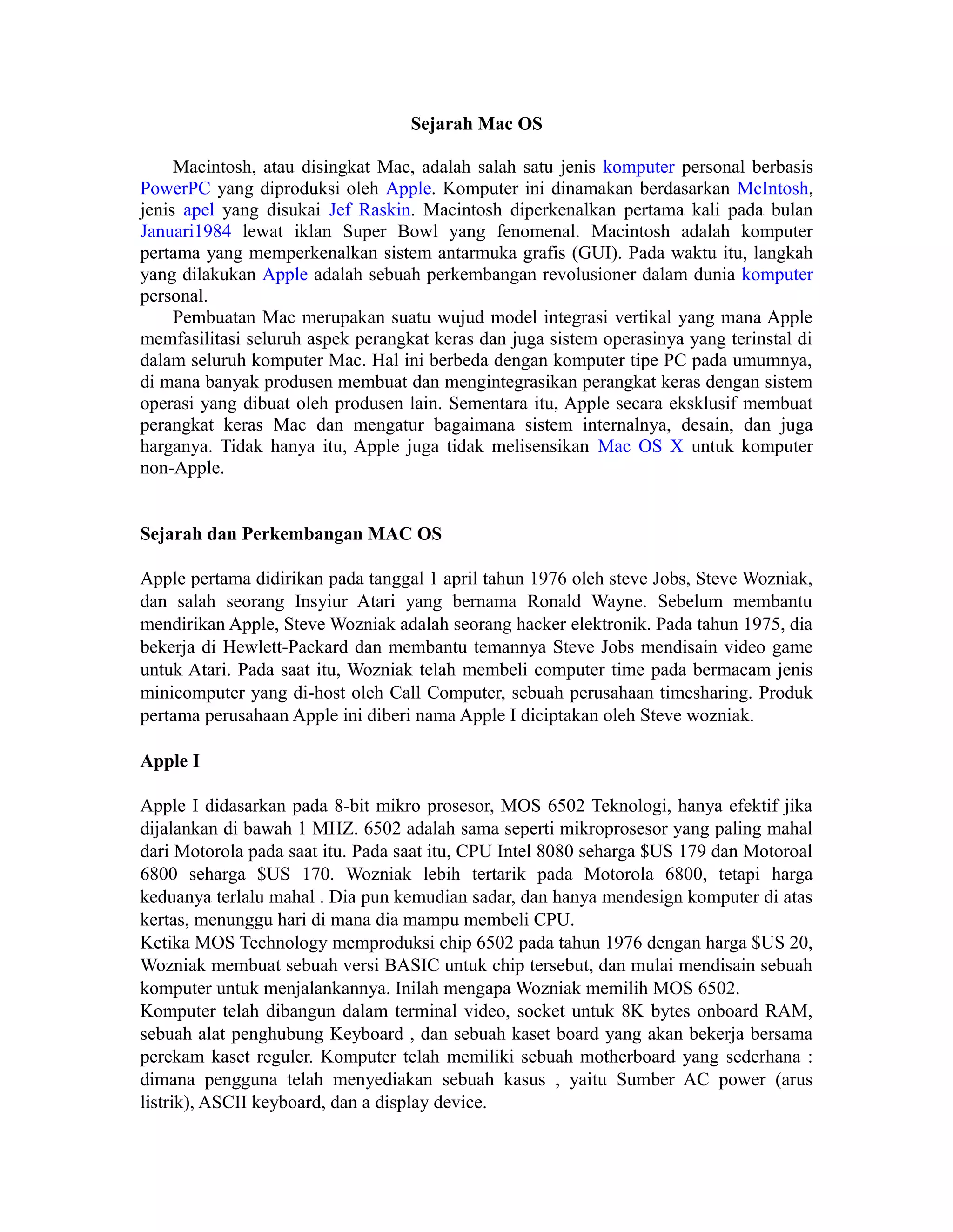Sejarah Mac OS | DOC
