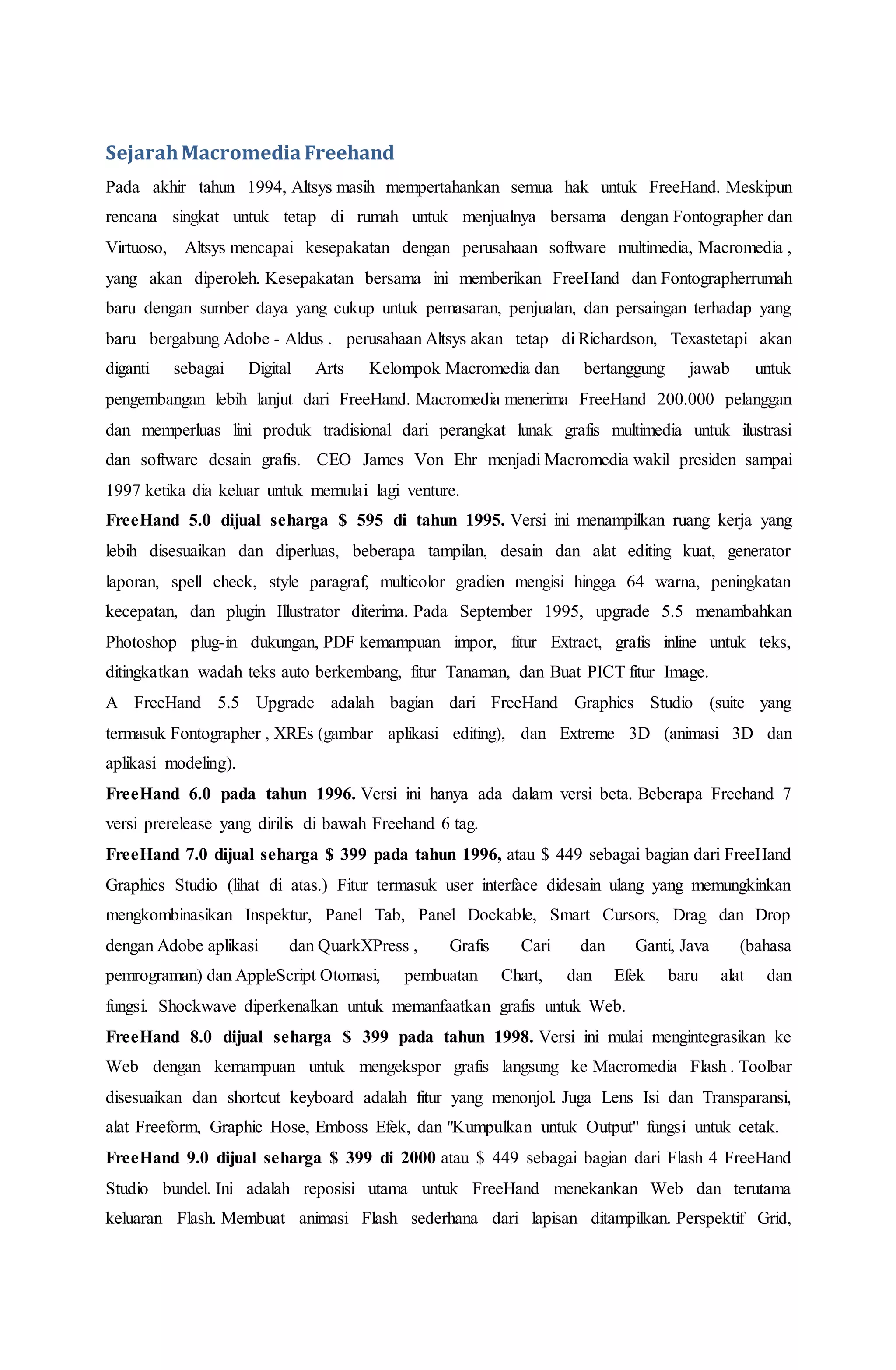 Sejarah macromedia freehand | DOCX