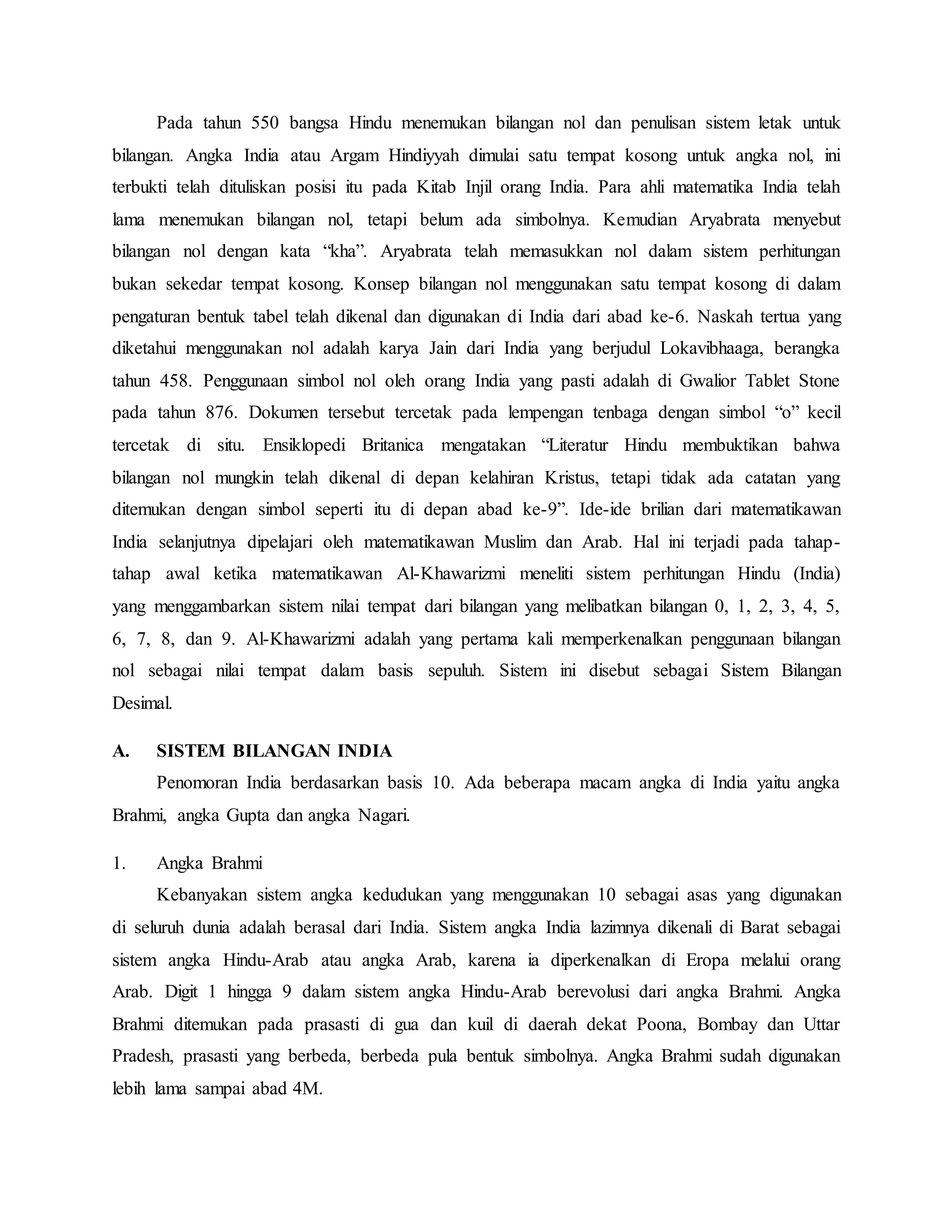 Sejarah Matematika Hindu | DOCX